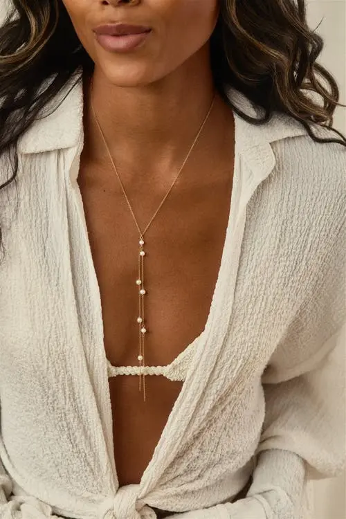 SET & STONES Bobbi Pearl Lariat Necklace