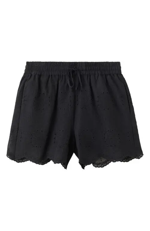 Mango Scalloped Eyelet Cotton Shorts