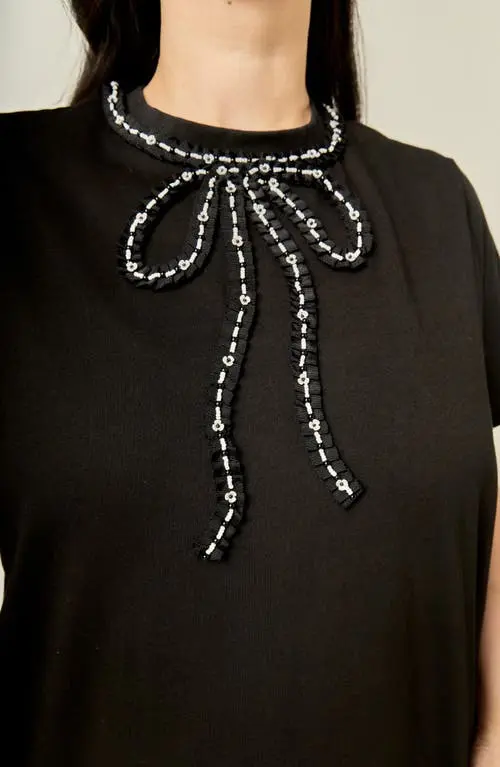 English Factory Pearl-embellished Bow T-shirt