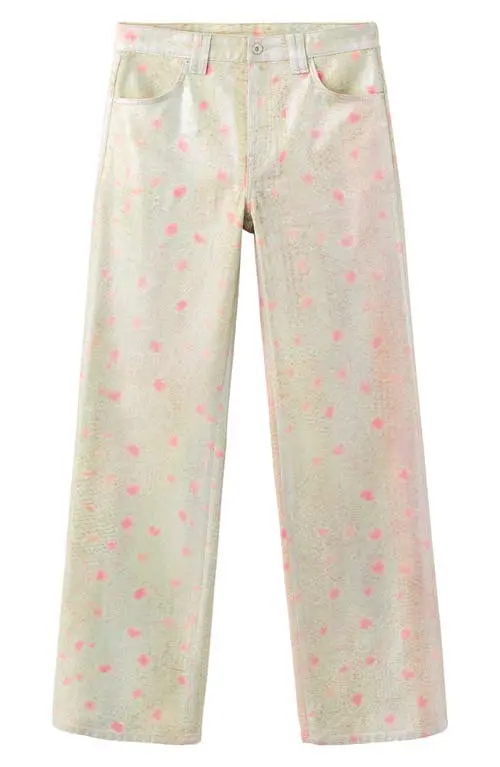 Mango Print Foil Straight Leg Jeans