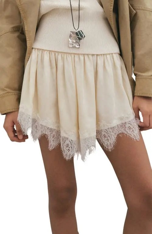 Mango Satin Lace Shorts
