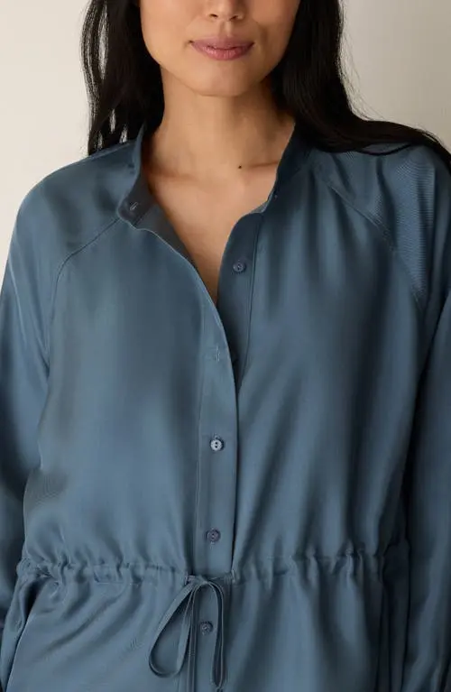 Eileen Fisher Silk Mandarin Collar Drawcord Shirt - Coldspring