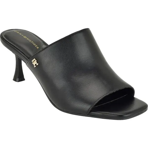 Tommy Hilfiger Sassey Faux Leather Slide Sandal - Black