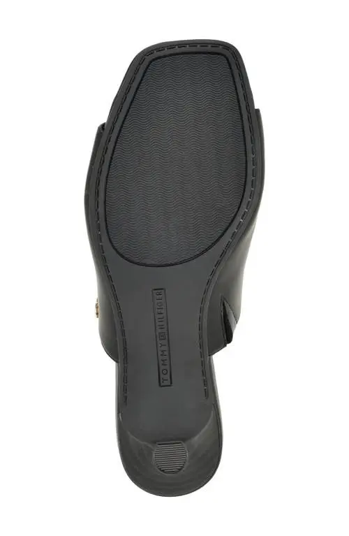 Tommy Hilfiger Sassey Faux Leather Slide Sandal - Black