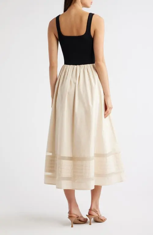 Moon River Sleeveless Mixed Media Maxi Dress