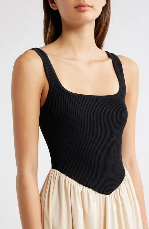 Moon River Sleeveless Mixed Media Maxi Dress