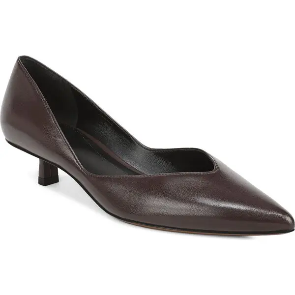 Vince Hallie Pointed Toe Leather Pump - Dark Ganache