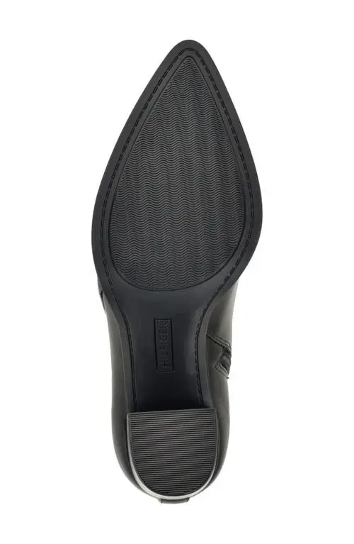 Tommy Hilfiger Midna Faux Leather Pointed Toe Block Heel Booties - Black