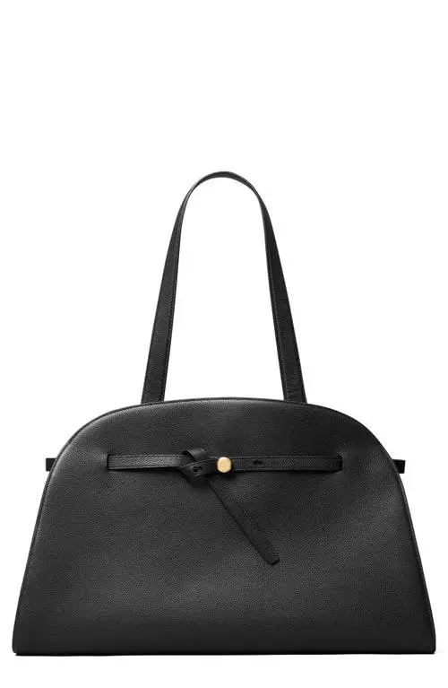Tory Burch Large Romy Bauletto Leather Handbag - Black