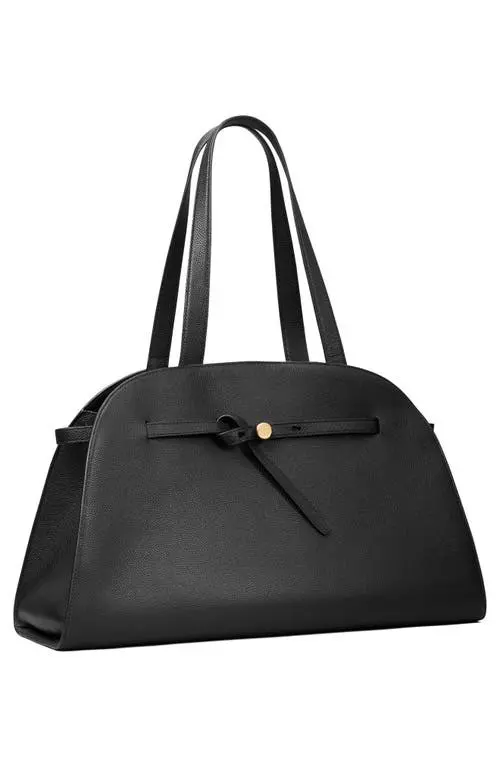Tory Burch Large Romy Bauletto Leather Handbag - Black