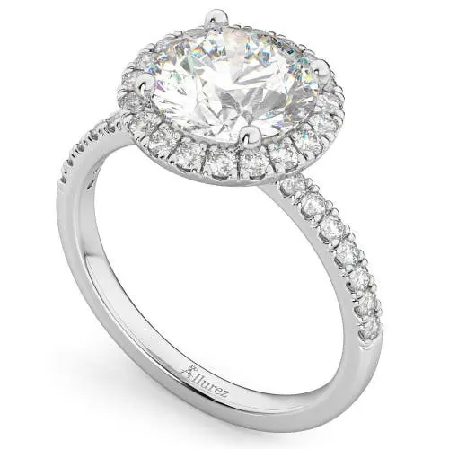 ALLUREZ 14k White Gold Round Halo Certified Lab Diamond Engagement Ring