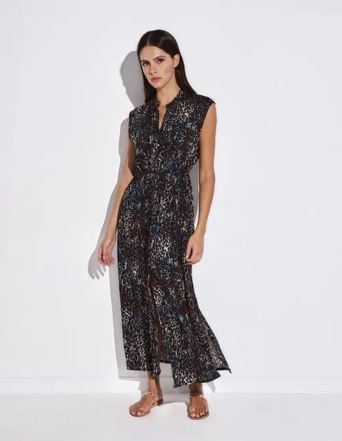 LIDA SWIMWEAR Dalia Cover-up Dress Maxi Dress - Blue Leopard