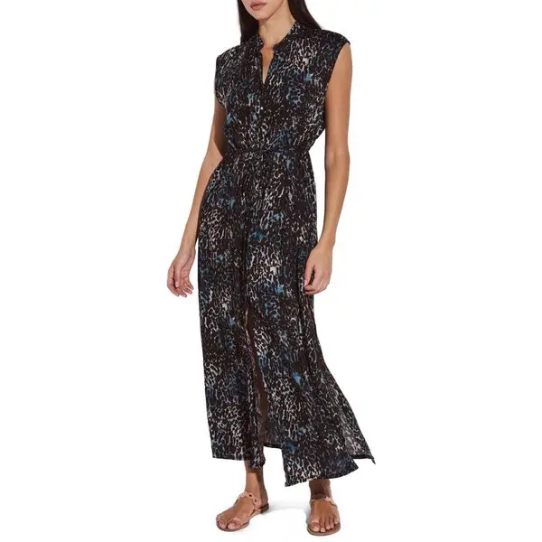 LIDA SWIMWEAR Dalia Cover-up Dress Maxi Dress - Blue Leopard