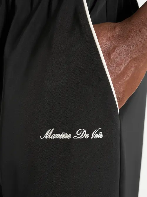 Manière De Voir Signature Piped Track Pants - Black