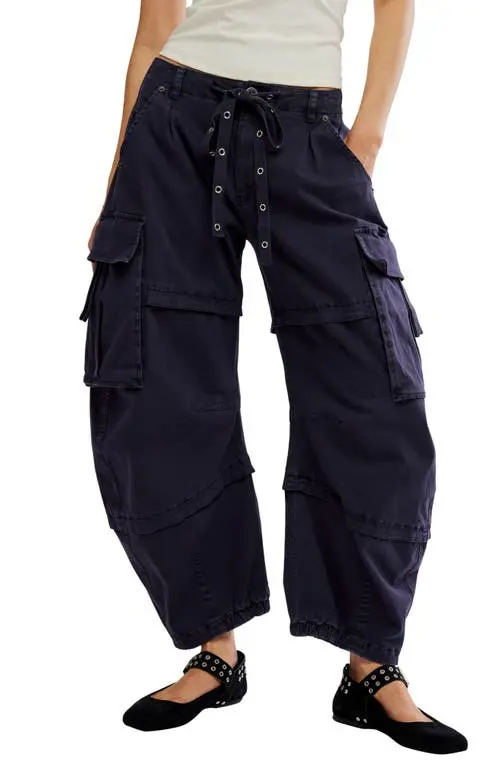 Free People Reef Curved Cargo Twill Pants - Black