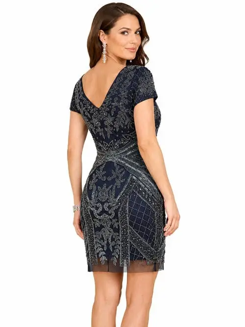 LARA NEW YORK Cap Sleeve Beaded Cocktail Dress