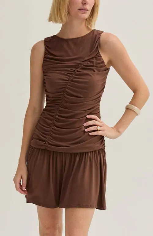CRESCENT Ruched Knit Mini Dress