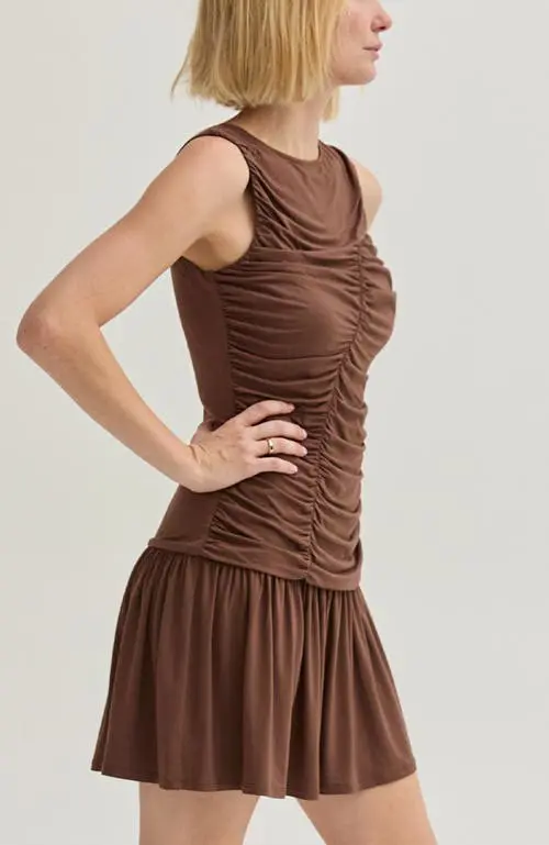 CRESCENT Ruched Knit Mini Dress