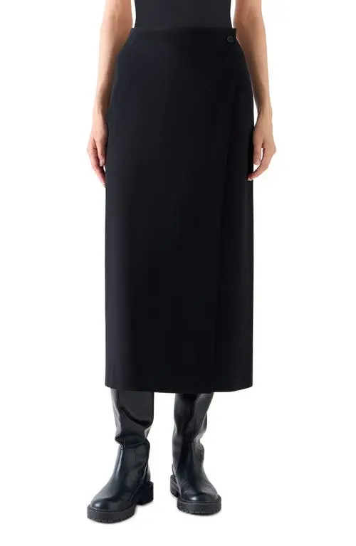 Akris Signature Jersey Wrap Midi Skirt