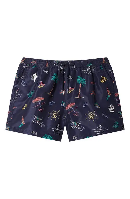 Paul Smith Beach Scene Swim Trunks