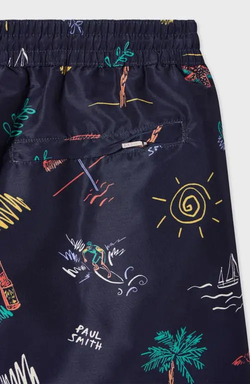 Paul Smith Beach Scene Swim Trunks