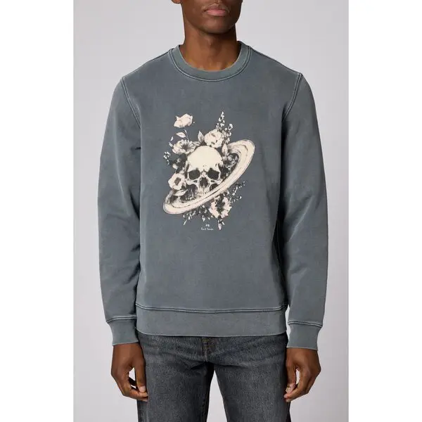 Paul Smith Skull Saturn Floral Graphic Sweatshirt - Slate