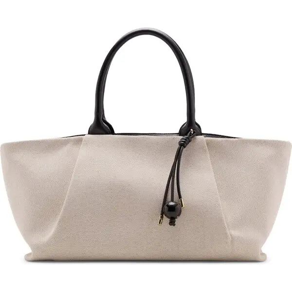 Mango Canvas Tote Bag With Beaded Charm