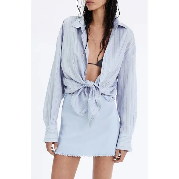 Mango Oversize Stripe Button-up Shirt