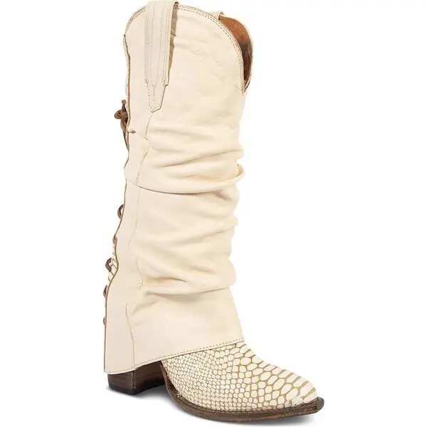 FREEBIRD Jules Leather Western Boots - White Snake