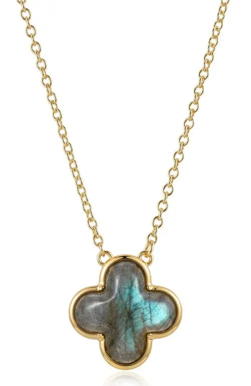 ST. MORAN Labradorite Quatrefoil Pendant Necklace - Green/gold