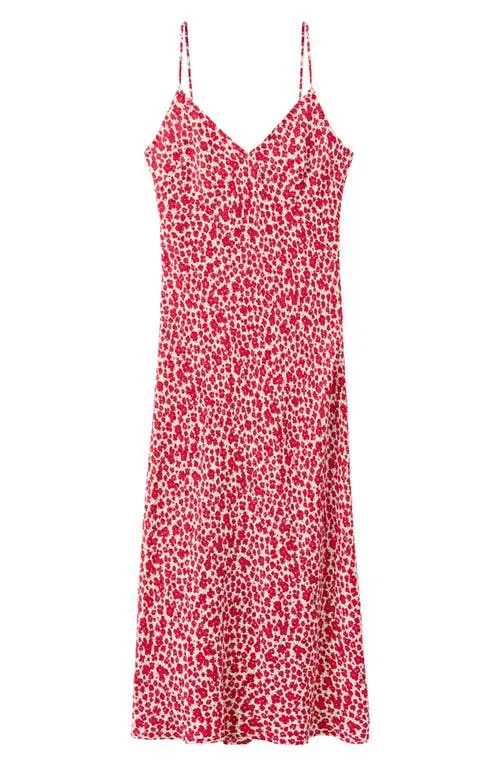 Mango Printed V-neck Slipdress - Red/ecru