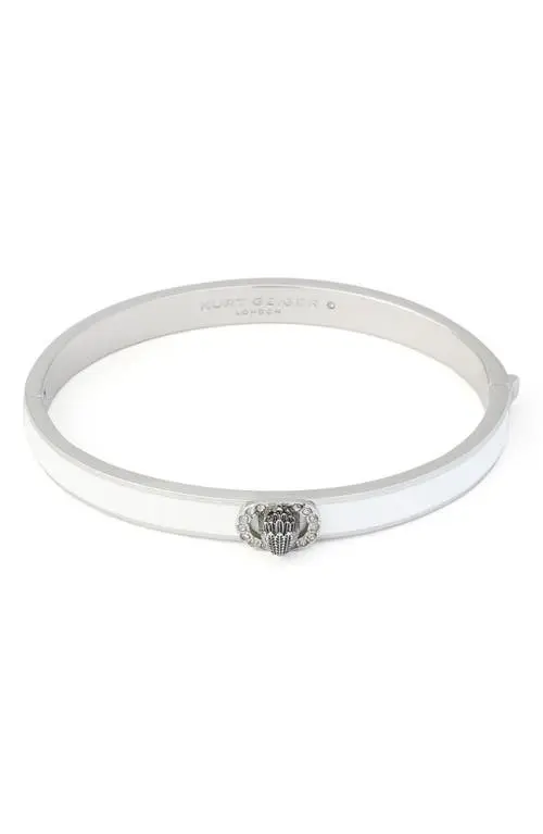 Kurt Geiger Enamel Hinged Bangle With Eagle Head Motif - White