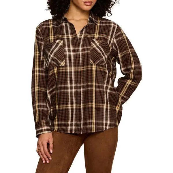 Sanctuary The City Plaid Shirt - Burnt Coco