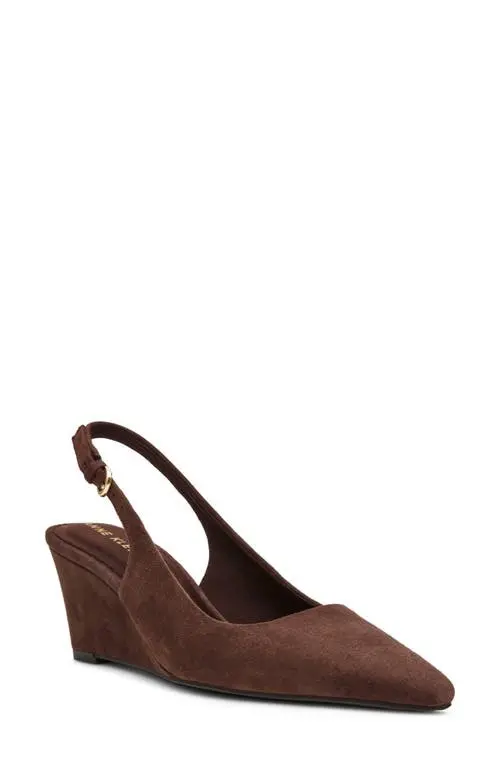 Anne Klein Cookie Wedge Slingback Pump - Choc Brown Suede