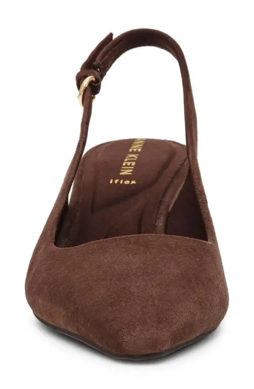 Anne Klein Cookie Wedge Slingback Pump - Choc Brown Suede