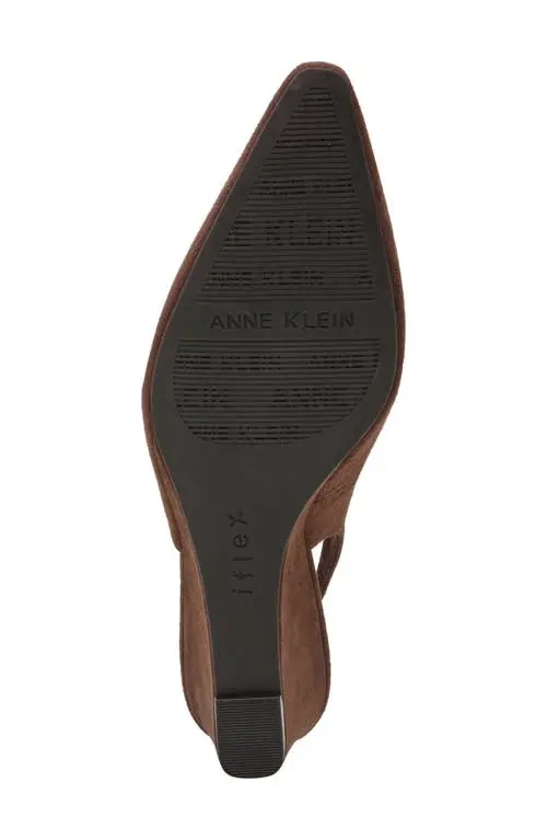 Anne Klein Cookie Wedge Slingback Pump - Choc Brown Suede
