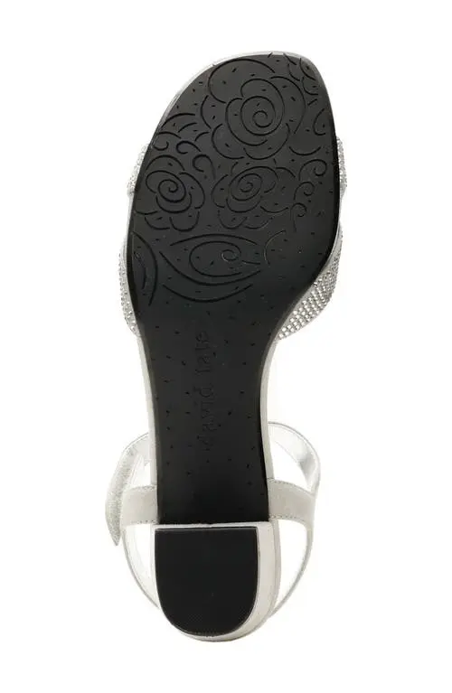 DAVID TATE Rona Embellished Block Heel Sandal - Silver Suede