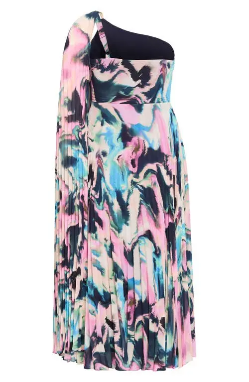 City Chic Eloura One-shoulder Pleated Maxi Dress