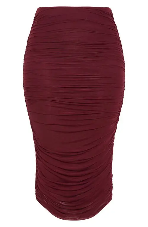 City Chic Anastasia Ruched Midi Skirt - Choc Cherry