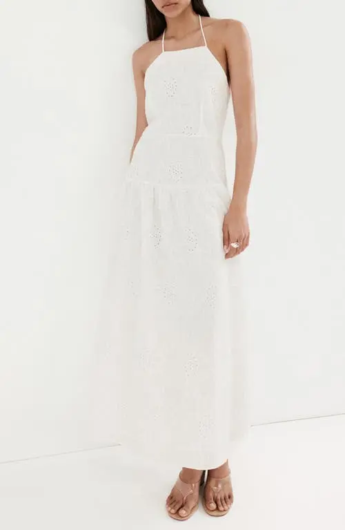 Mango Embroidered Cotton Halter Dress