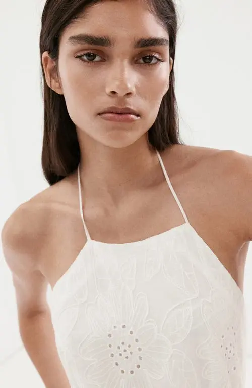 Mango Embroidered Cotton Halter Dress