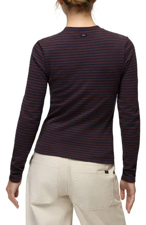 Prana Lotus Long Sleeve Tee - Cacao Stripe