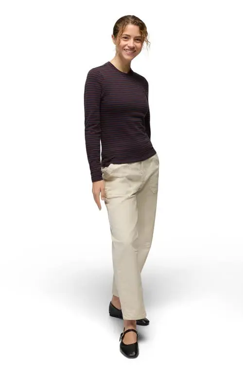 Prana Lotus Long Sleeve Tee - Cacao Stripe