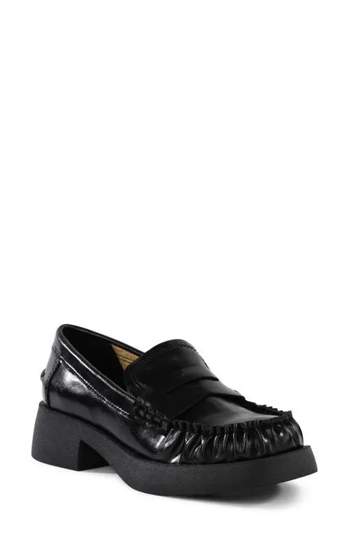 Bc Footwear Faux Leather Penny Loafer With Chunky Block Heel And Platform Sole - Black