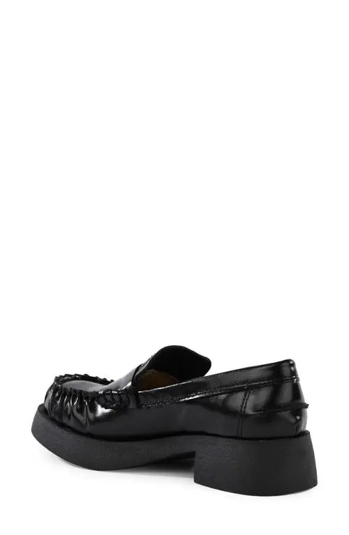 Bc Footwear Faux Leather Penny Loafer With Chunky Block Heel And Platform Sole - Black