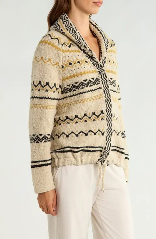 Prana Fair Isle Shawl Collar Cardigan - Stone