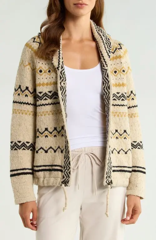Prana Fair Isle Shawl Collar Cardigan - Stone