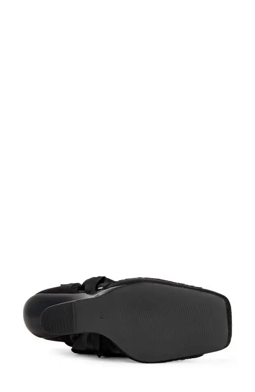AZALEA WANG Pirouette Lace Up Wedge Sandal - Black