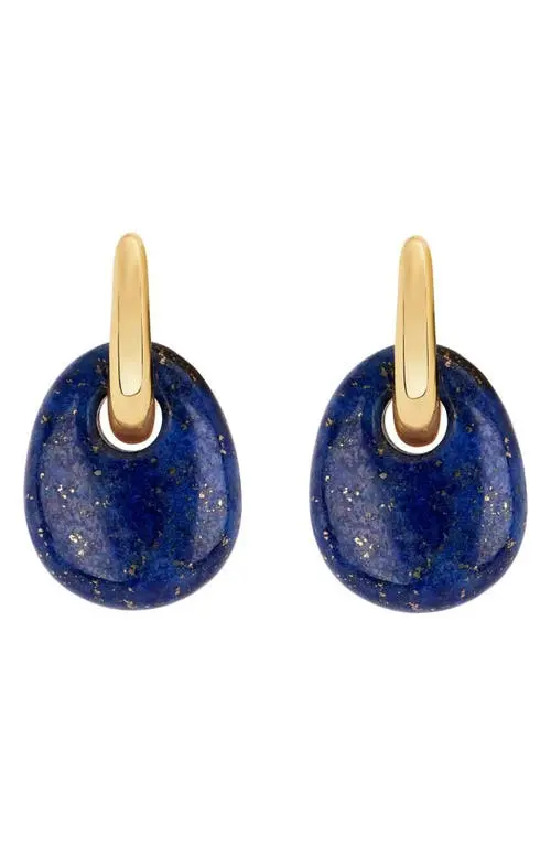 ATHRA LUXE Lapis Lazuli Teardrop Hoop Earrings - Gold