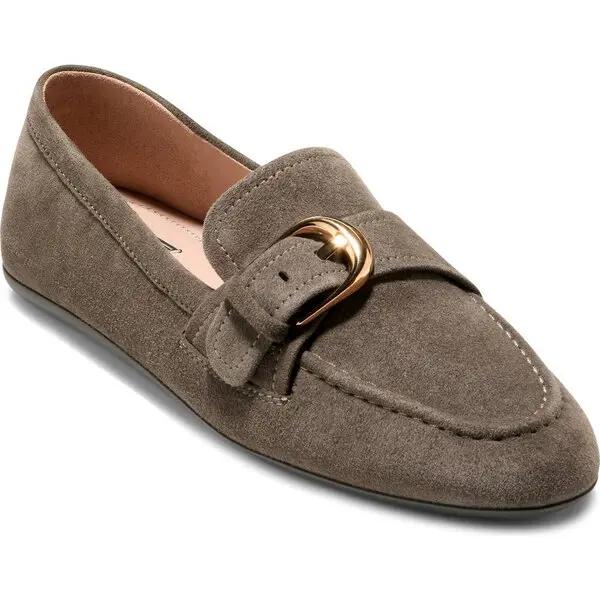 Cole Haan Grand Ambition Alette Buckle Loafer - Deep Olive Suede